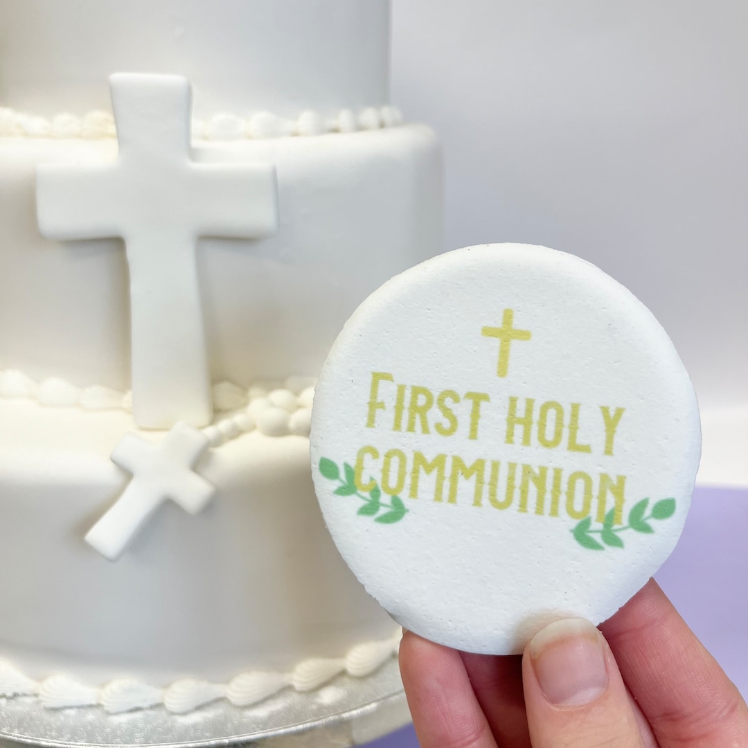 Edible Communion Cake Topper | Bible Cross Rosary Beads Figurine ...