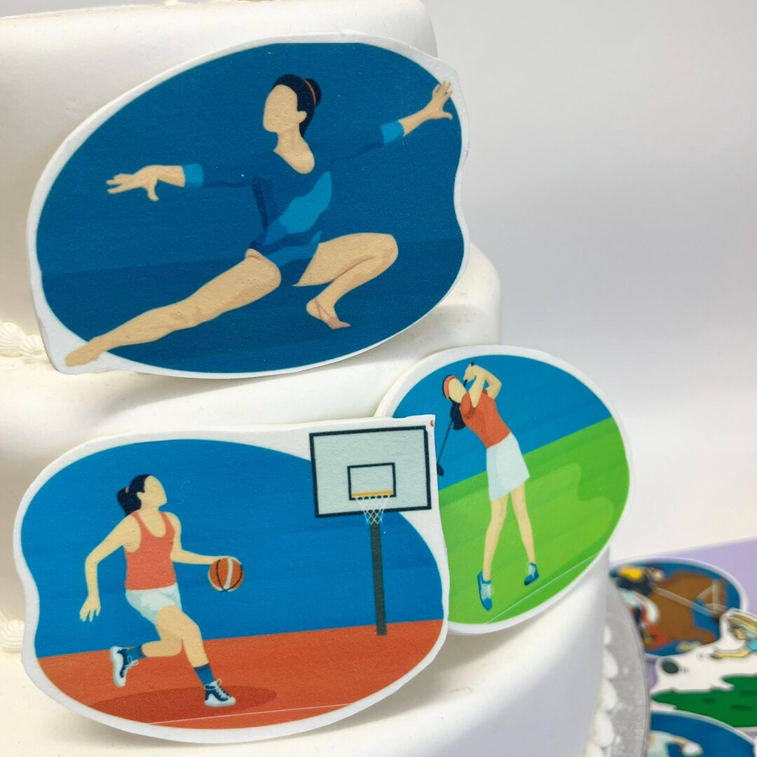 Sports Female Cake Topper Edible Swimmer Runner Football Bowls Golfer ...