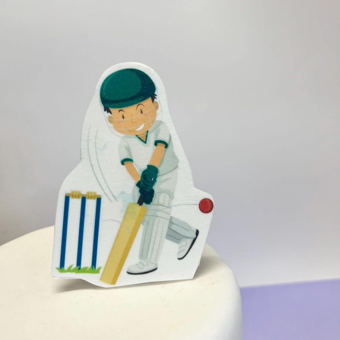 Cricketer Edible Cake Topper Cricket Sports Figurine Decoration Male ...