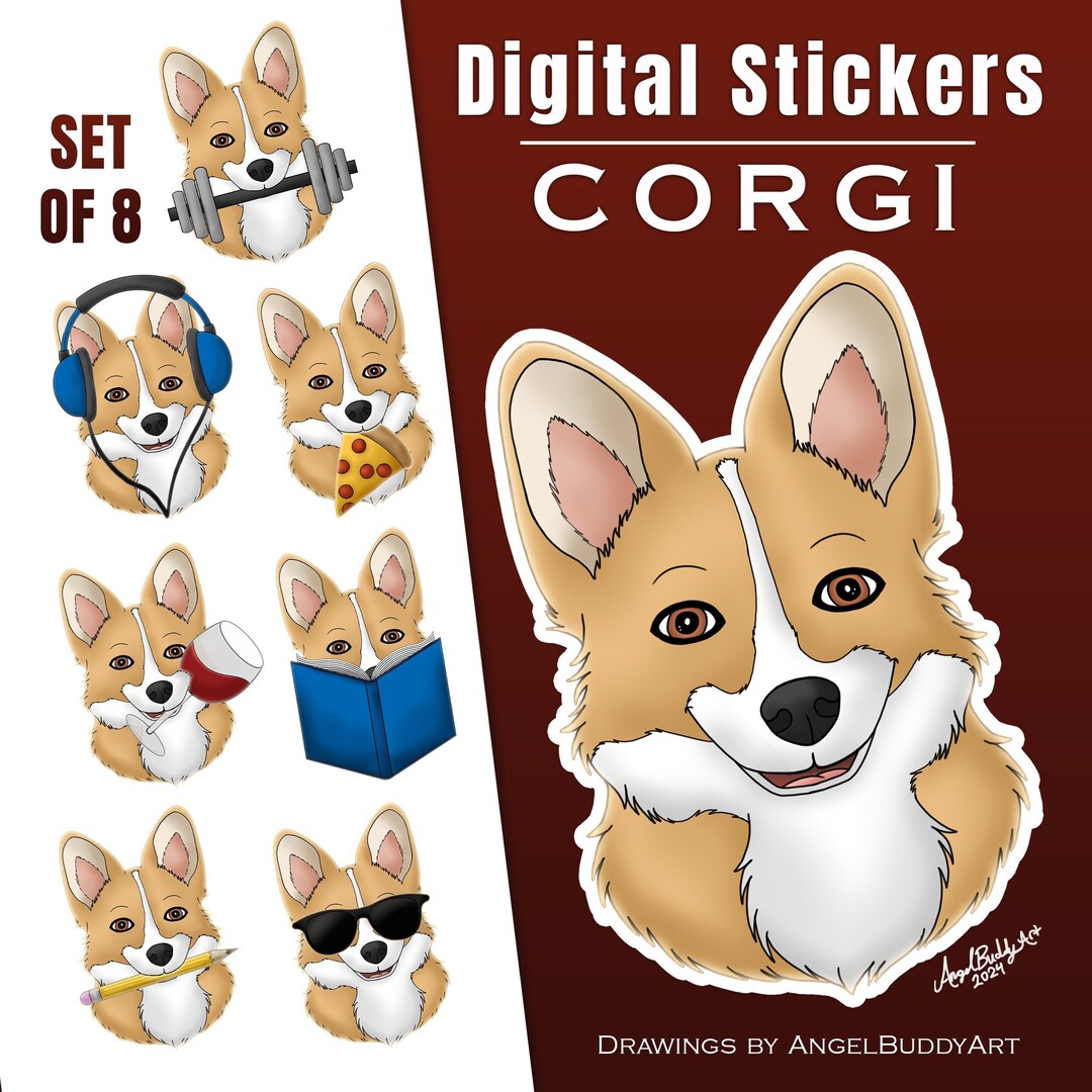 Dog Digital Sticker Set Corgi everyday Life Series - Etsy