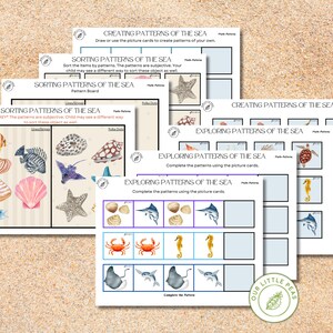 Ocean Patterns, Shape Sort, Preschool Math, Preschool and Kindergarten ...