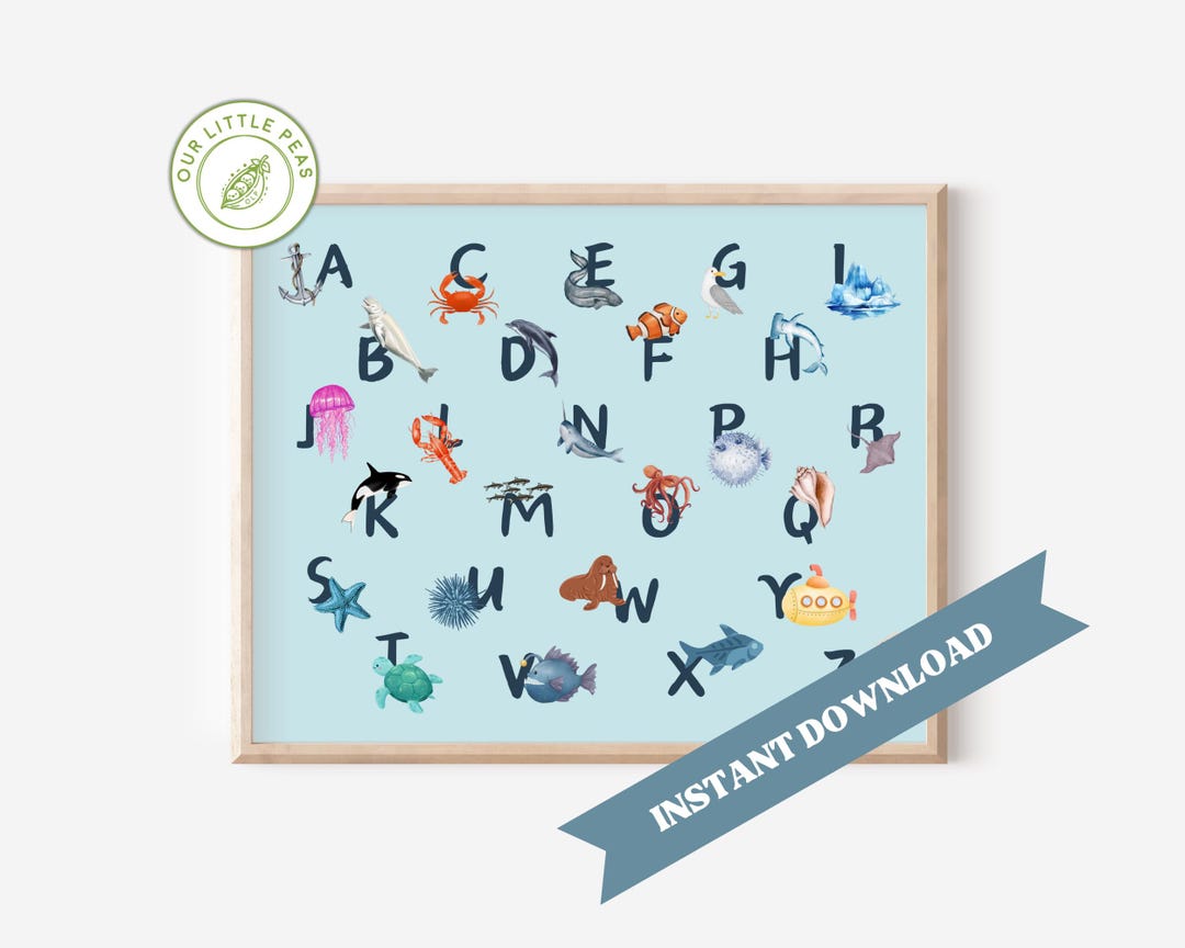 Ocean Alphabet Poster, Ocean Animals, Homeschool, Digital Print, School ...