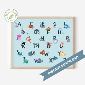 Ocean Alphabet Poster, Ocean Animals, Homeschool, Digital Print, School ...