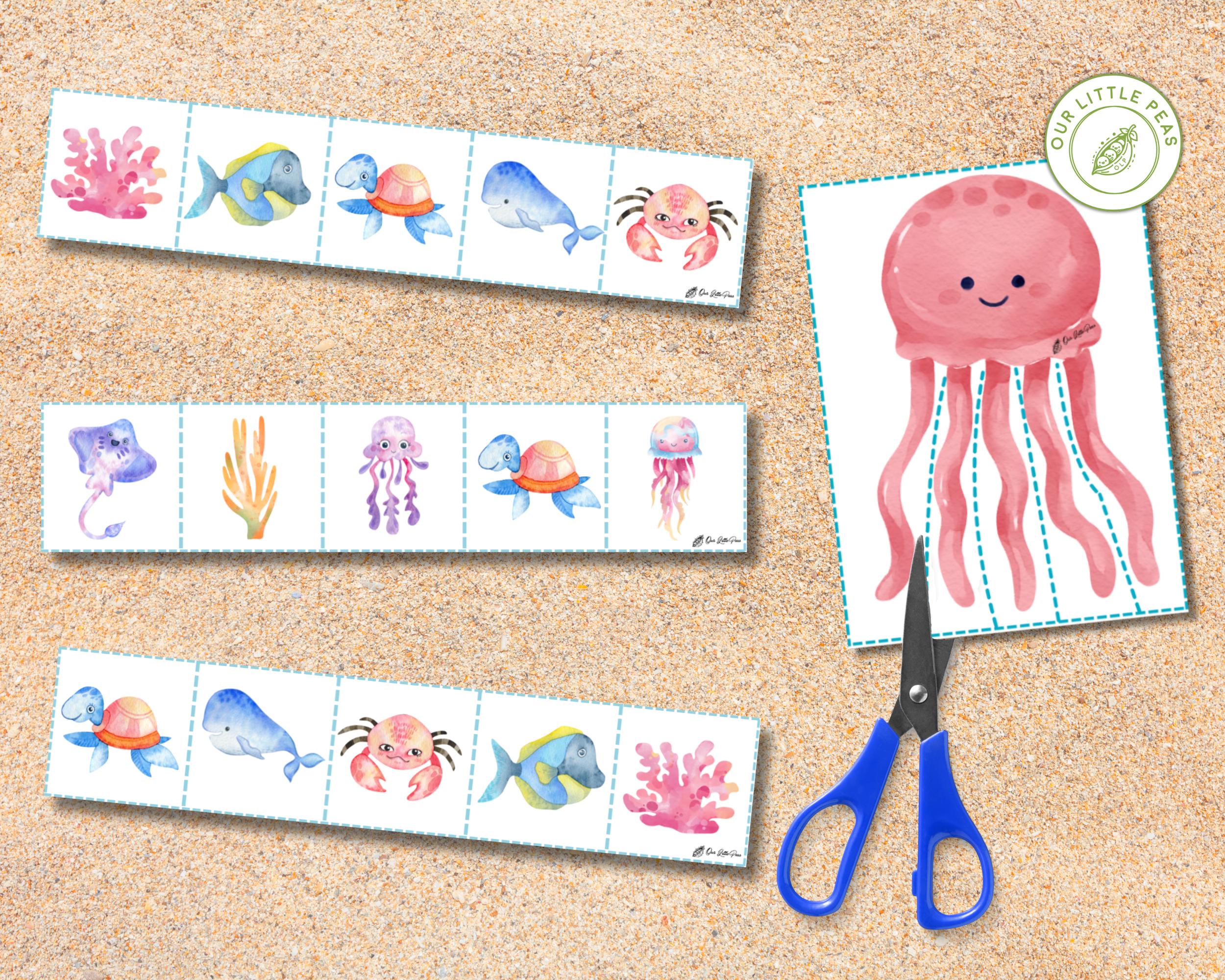 Ocean Cutting Activity, Preschool & Kindergarten Printable, Practicing ...