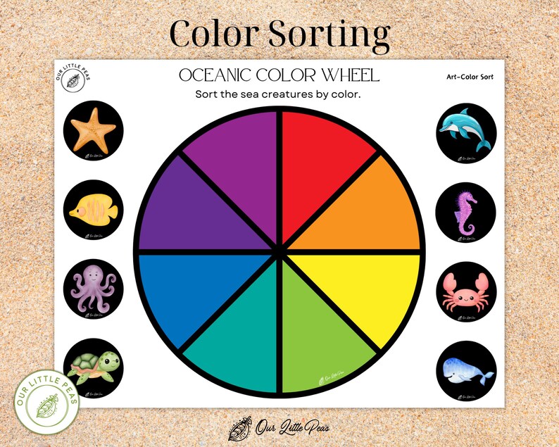 Ocean Color Wheel, Color Theory, Color Match Preschool Worksheet ...