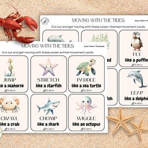 Ocean Movement Cards, Gross Motor Movement Activity, Action Cards ...
