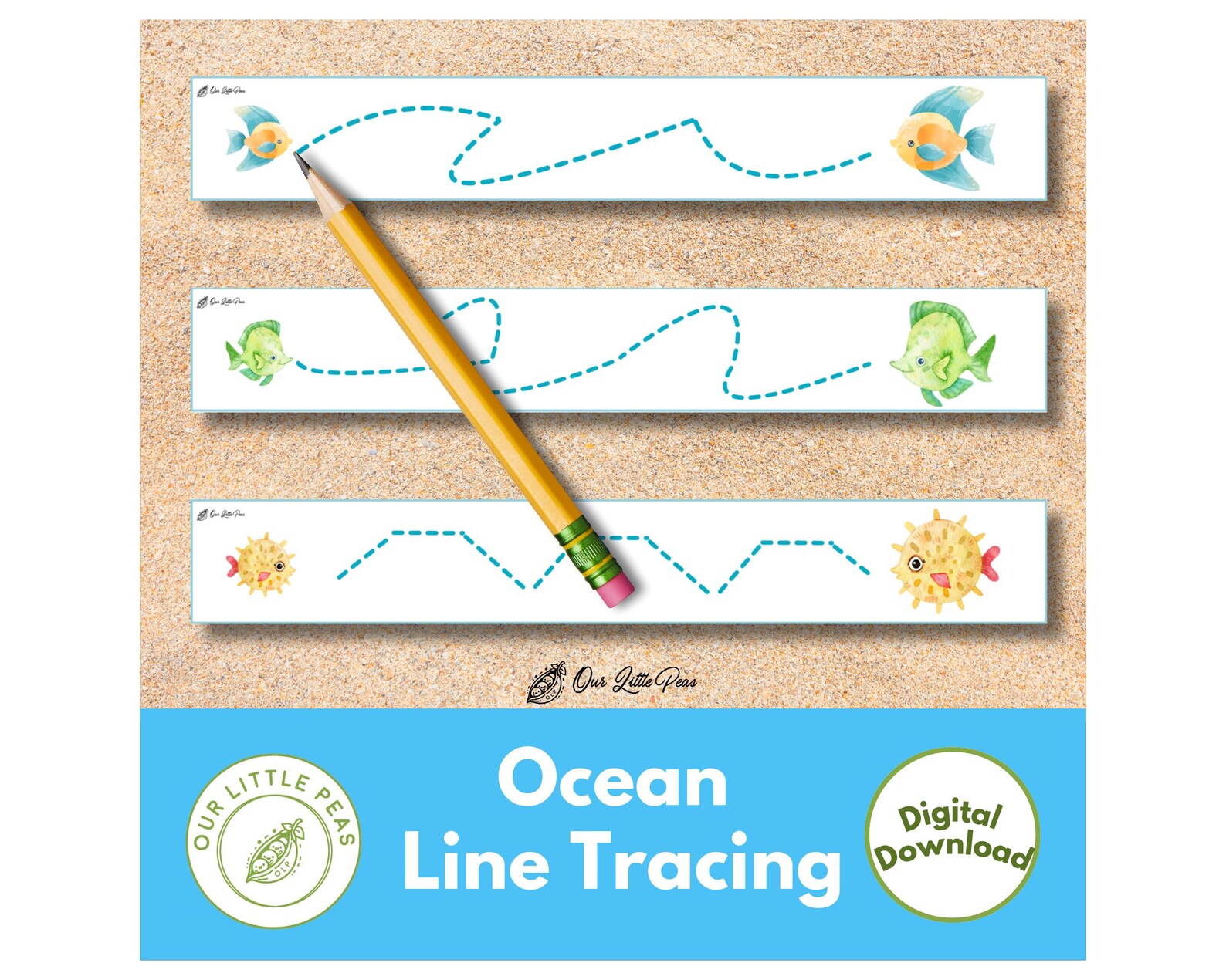 Ocean Pre Handwriting Line Tracing, Preschool Printable, Homeschool ...
