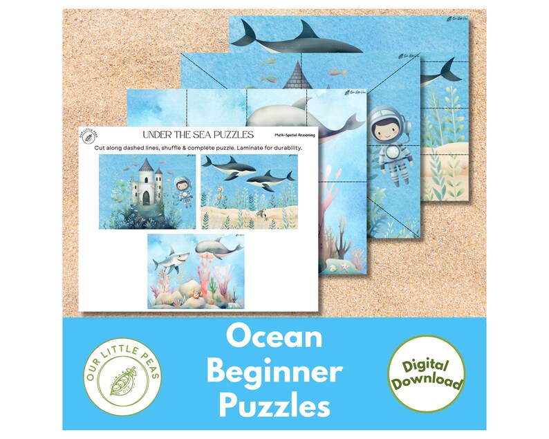 Ocean Puzzles, Math, Preschool and Kindergarten Printable, Preschool ...