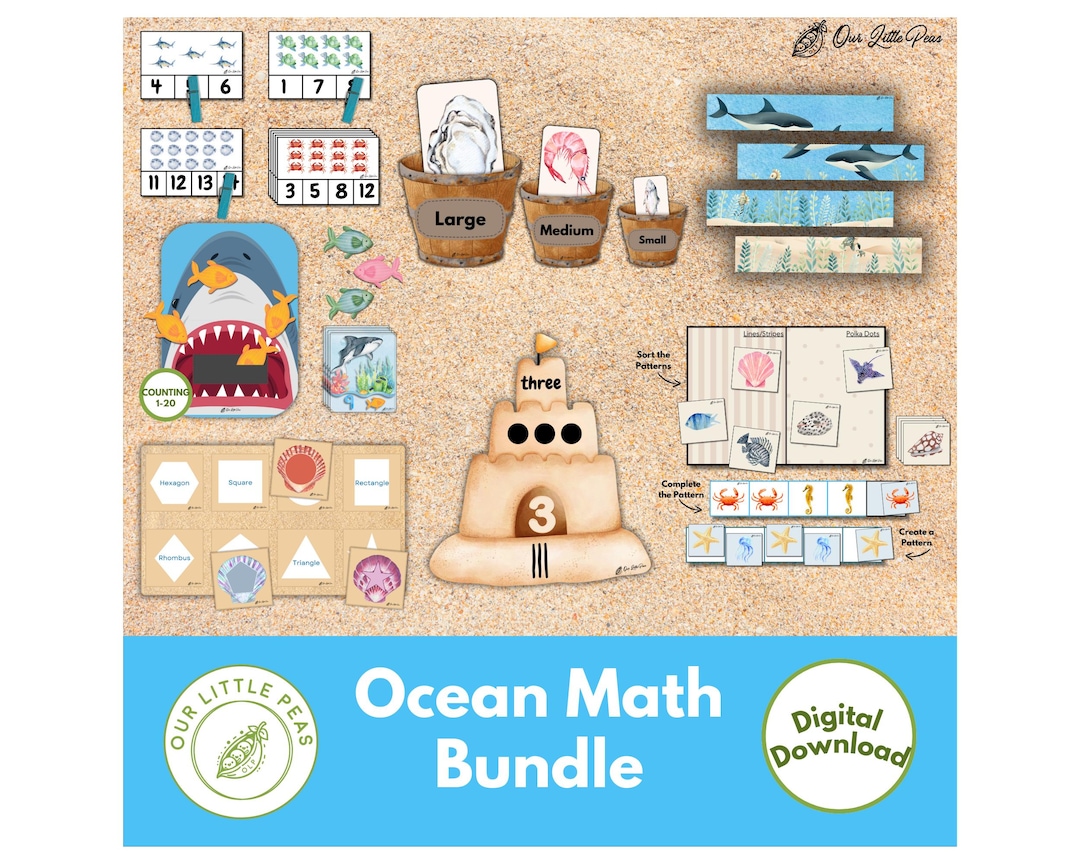 Ocean MATH Bundle, Preschool Curriculum, Preschool Printable, Preschool ...