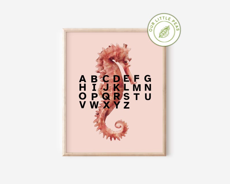 Ocean Alphabet Poster, Seahorse, Homeschool, Digital Print, School ...