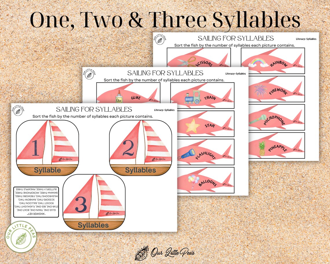 Ocean Syllable Sort, Early Literacy, Preschool and Kindergarten ...