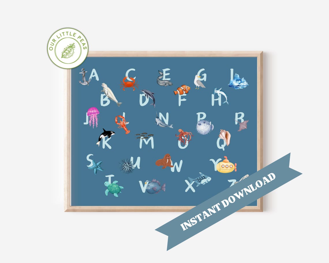Ocean Alphabet Poster, Ocean Animals, Homeschool, Digital Print, School ...