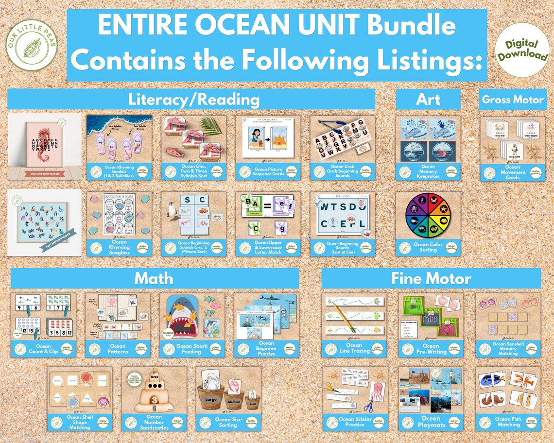Ocean ENTIRE UNIT Bundle, Preschool Curriculum, Preschool Printable ...