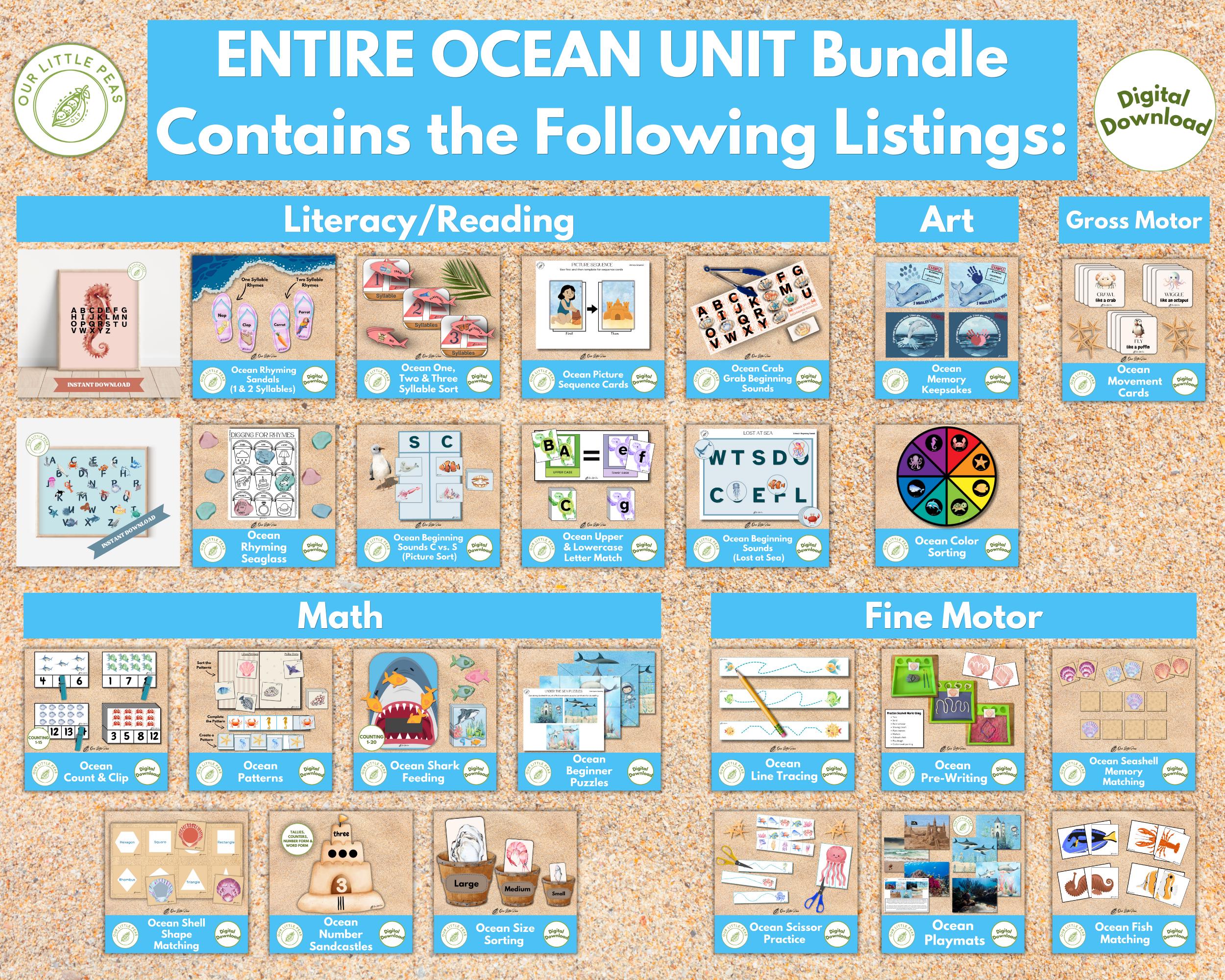 Ocean ENTIRE UNIT Bundle, Preschool Curriculum, Preschool Printable ...