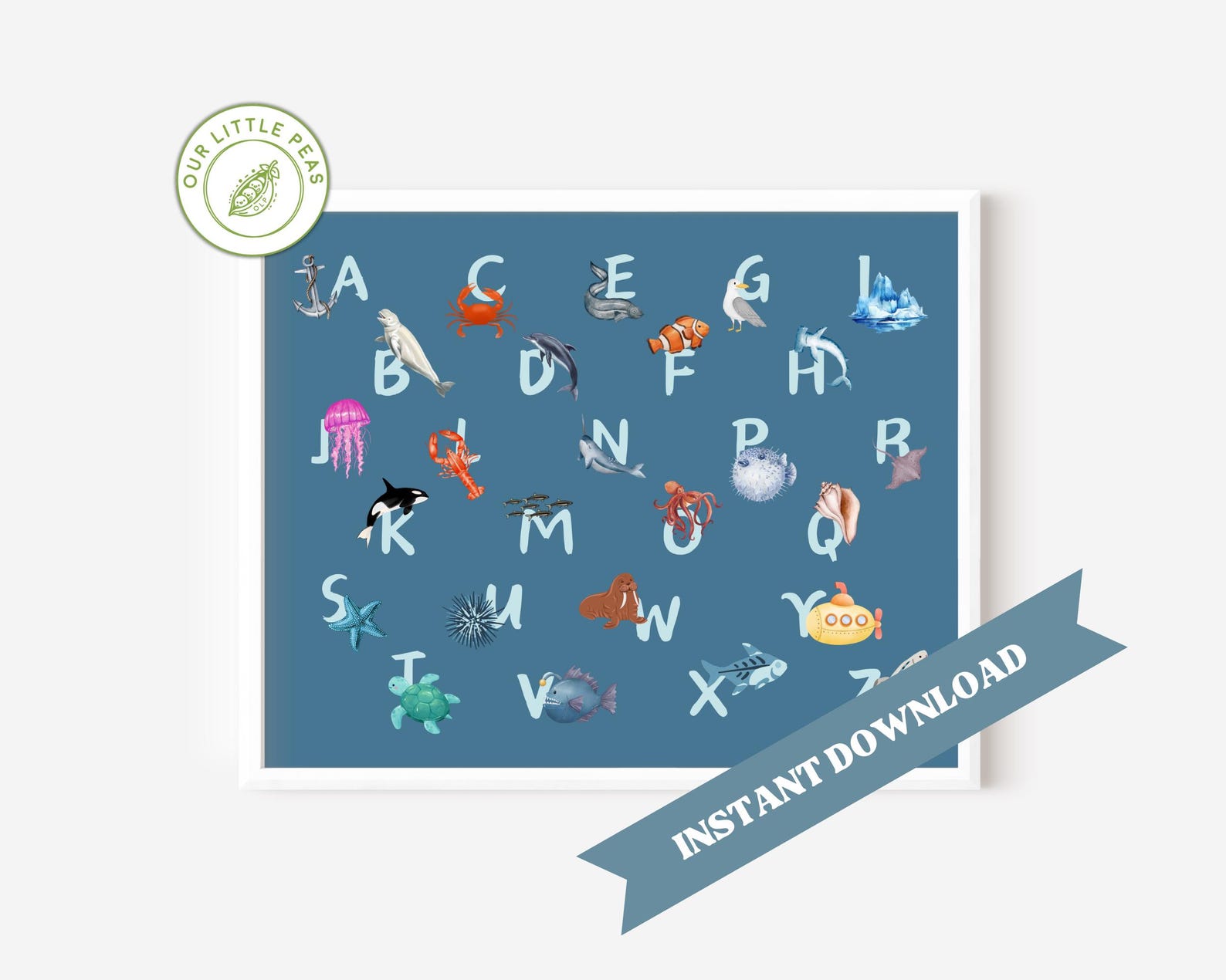 Ocean Alphabet Poster, Ocean Animals, Homeschool, Digital Print, School ...