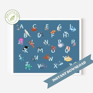 Ocean Alphabet Poster, Ocean Animals, Homeschool, Digital Print, School ...