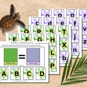 Ocean Turtle Uppercase and Lowercase Letter Match, Preschool and ...