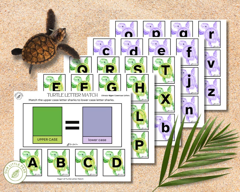 Ocean Turtle Uppercase and Lowercase Letter Match, Preschool and ...
