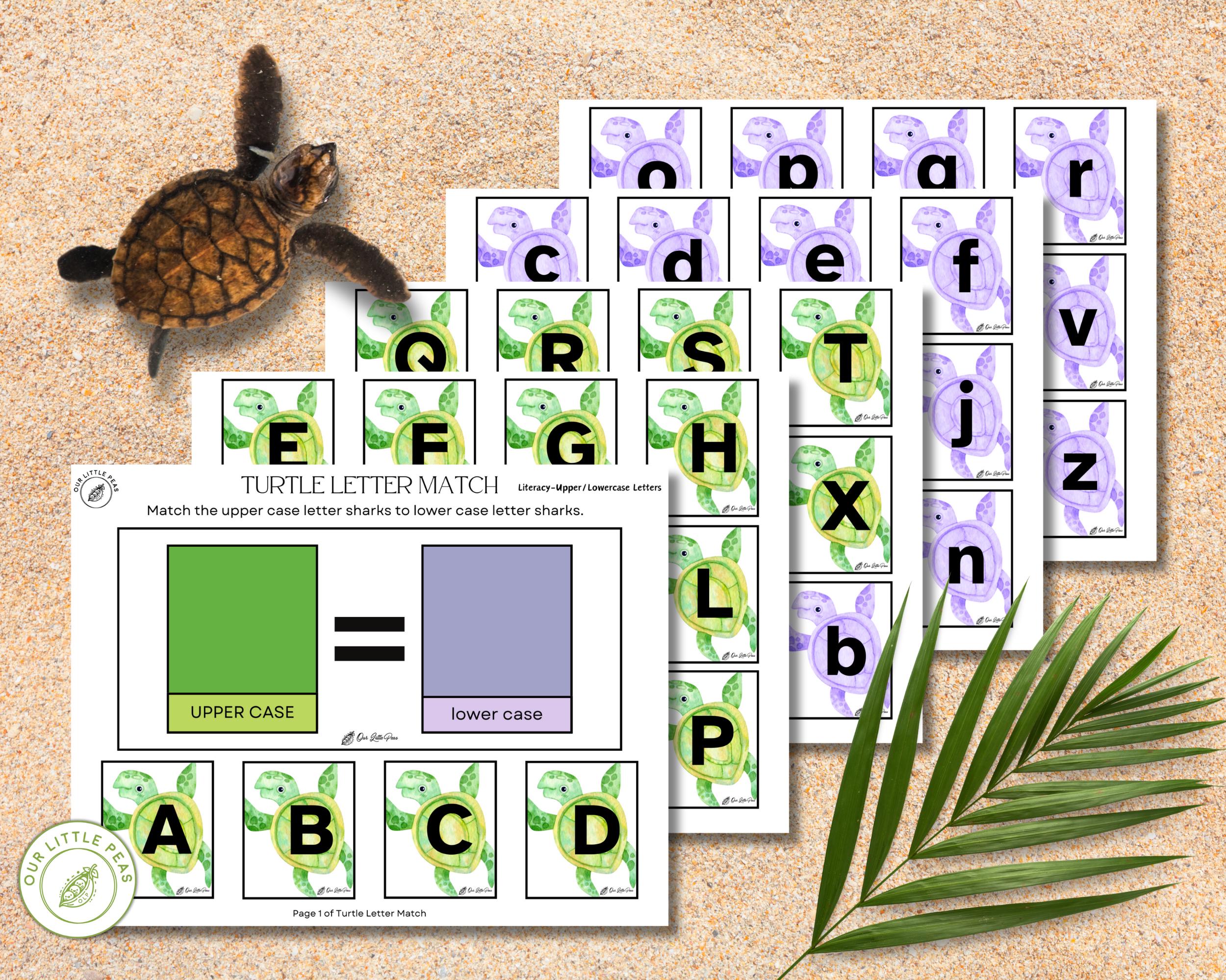 Ocean Turtle Uppercase and Lowercase Letter Match, Preschool and ...