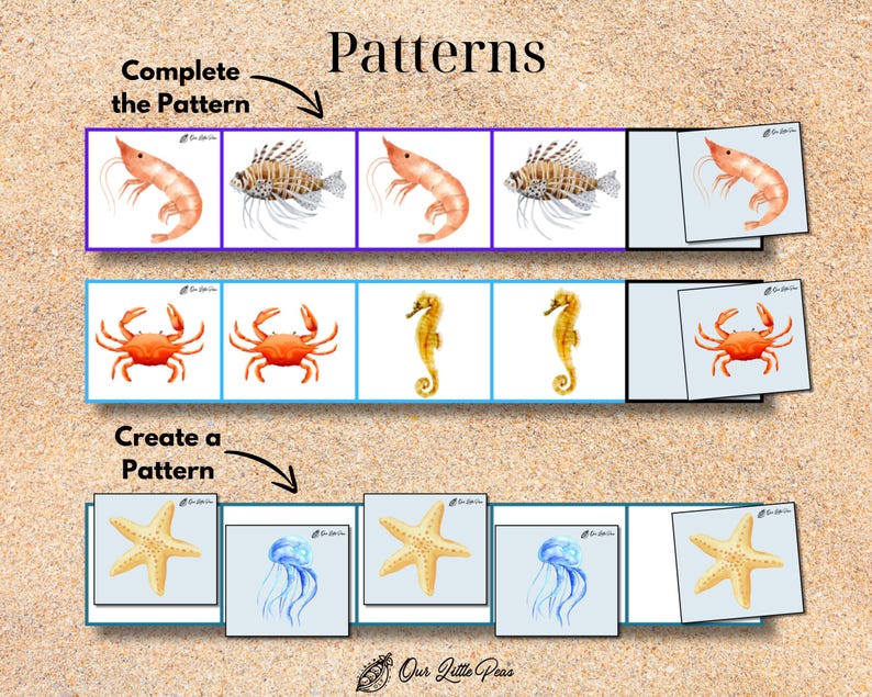 Ocean Patterns, Shape Sort, Preschool Math, Preschool and Kindergarten ...