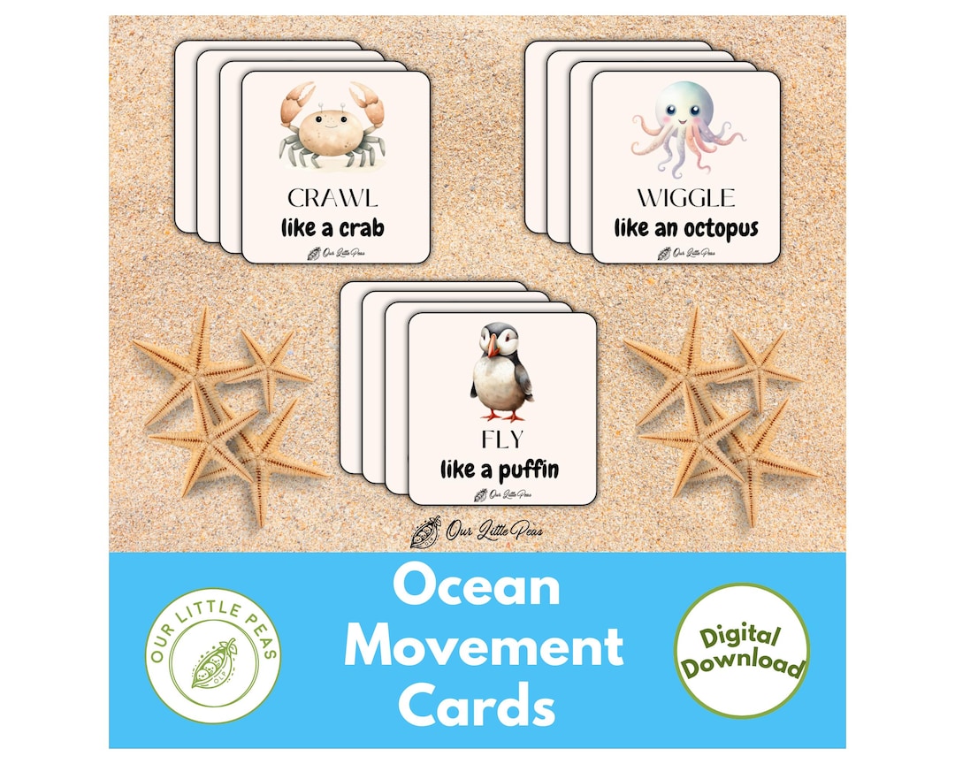 Ocean Movement Cards, Gross Motor Movement Activity, Action Cards ...