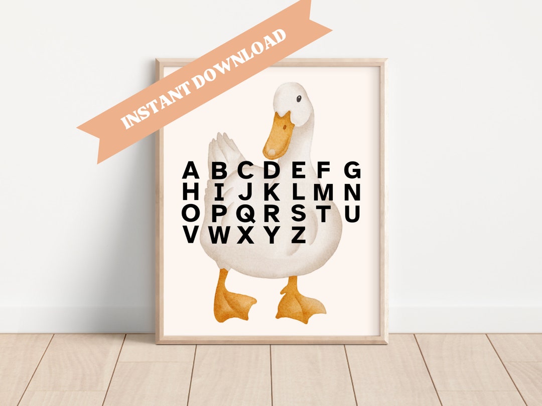 ABC Poster Homeschool, Digital Print, Duck, Kids Art,educational ...