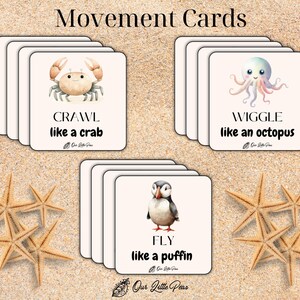 Ocean Movement Cards, Gross Motor Movement Activity, Action Cards ...