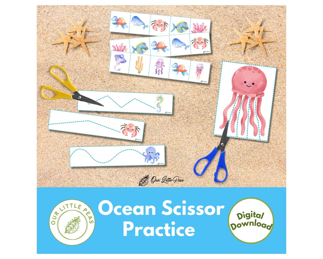 Ocean Cutting Activity, Preschool & Kindergarten Printable, Practicing ...