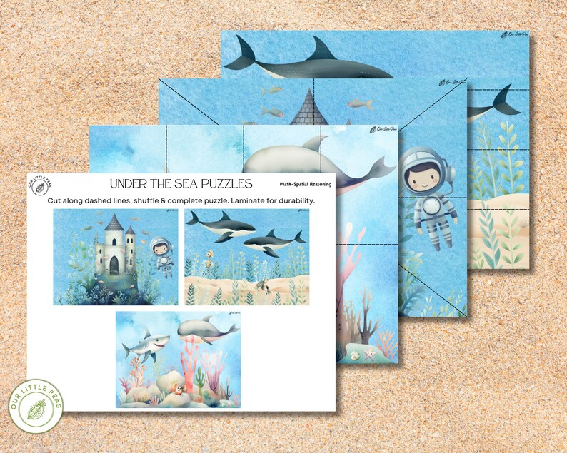 Ocean Puzzles, Math, Preschool and Kindergarten Printable, Preschool ...