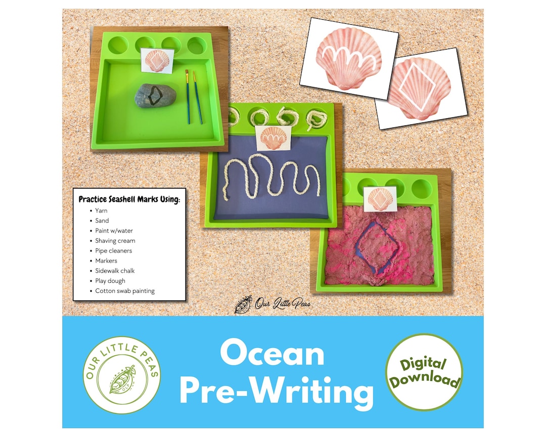 Ocean Seashell Pre-writing, Preschool Printable, Preschool Activity, Homeschool Printable ...