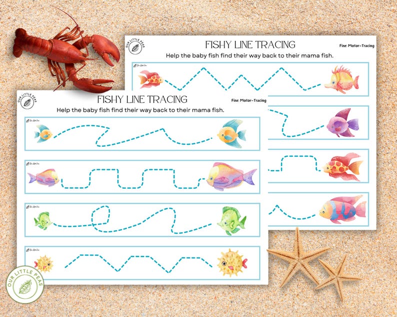 Ocean Pre Handwriting Line Tracing, Preschool Printable, Homeschool ...