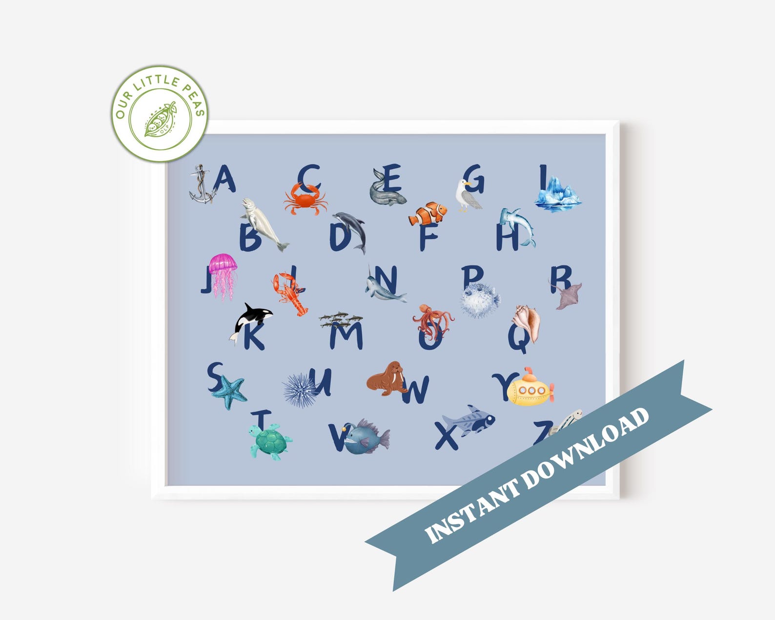 Ocean Alphabet Poster, Ocean Animals, Homeschool, Digital Print, School ...