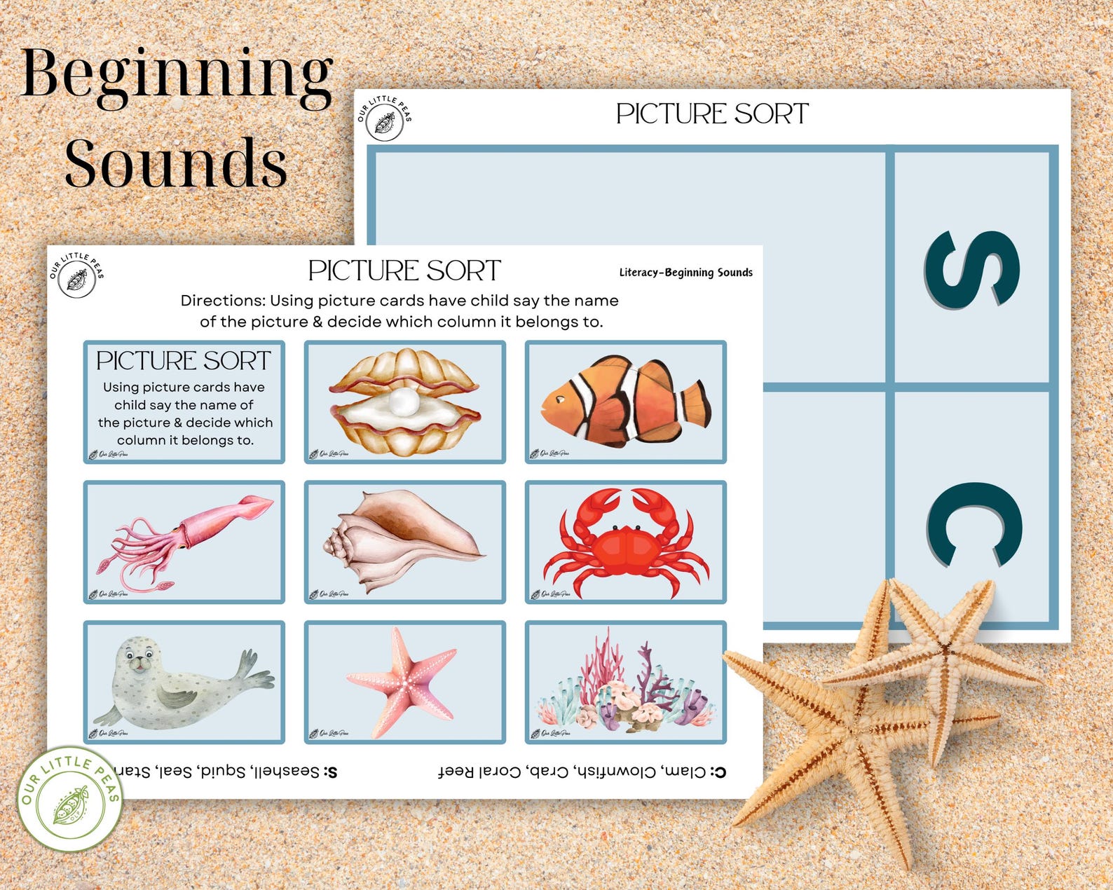 Ocean Beginning Sounds, Letter Recognition, Sensory Table, Preschool ...