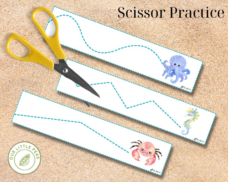 Ocean Cutting Activity, Preschool & Kindergarten Printable, Practicing ...
