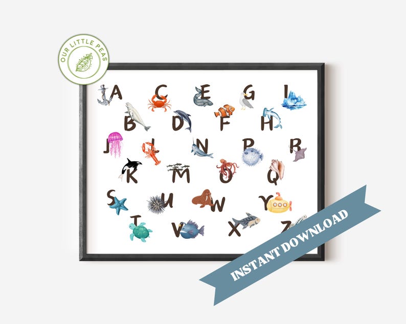 Ocean Alphabet Poster, Ocean Animals, Homeschool, Digital Print, School ...