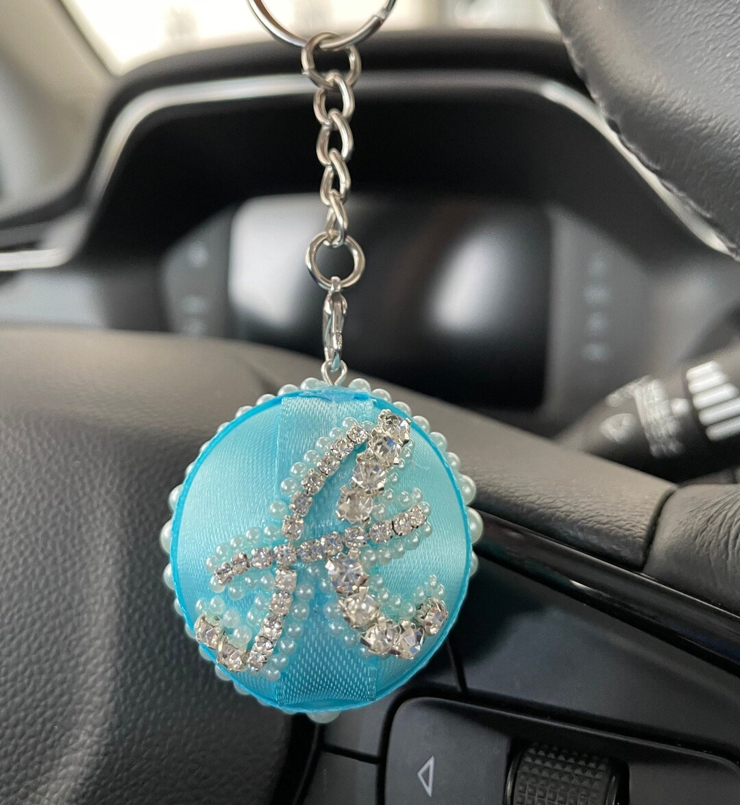 Rhinestone Ball Keychain Monogrammed Personalized Keychain Custom ...