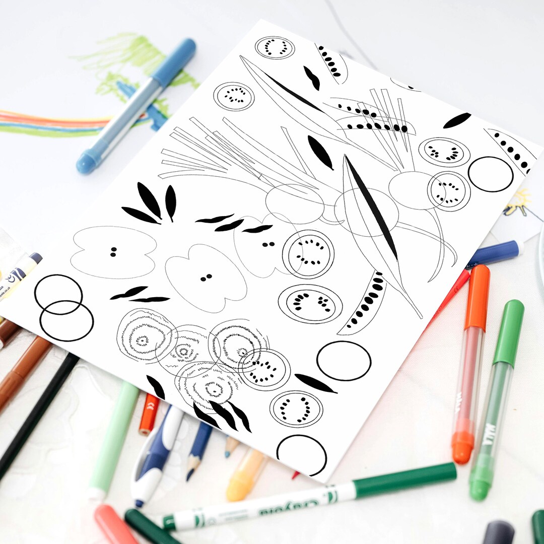 Food Coloring Page for Kids and Adults Printable Sheet DIY Food ...