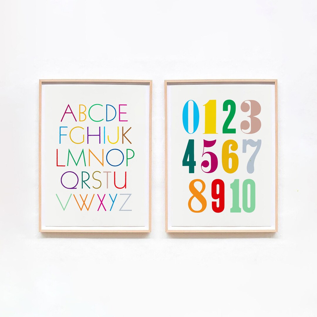 Rainbow Alphabet and Numbers Poster Digital Download Kids Wall Art ...