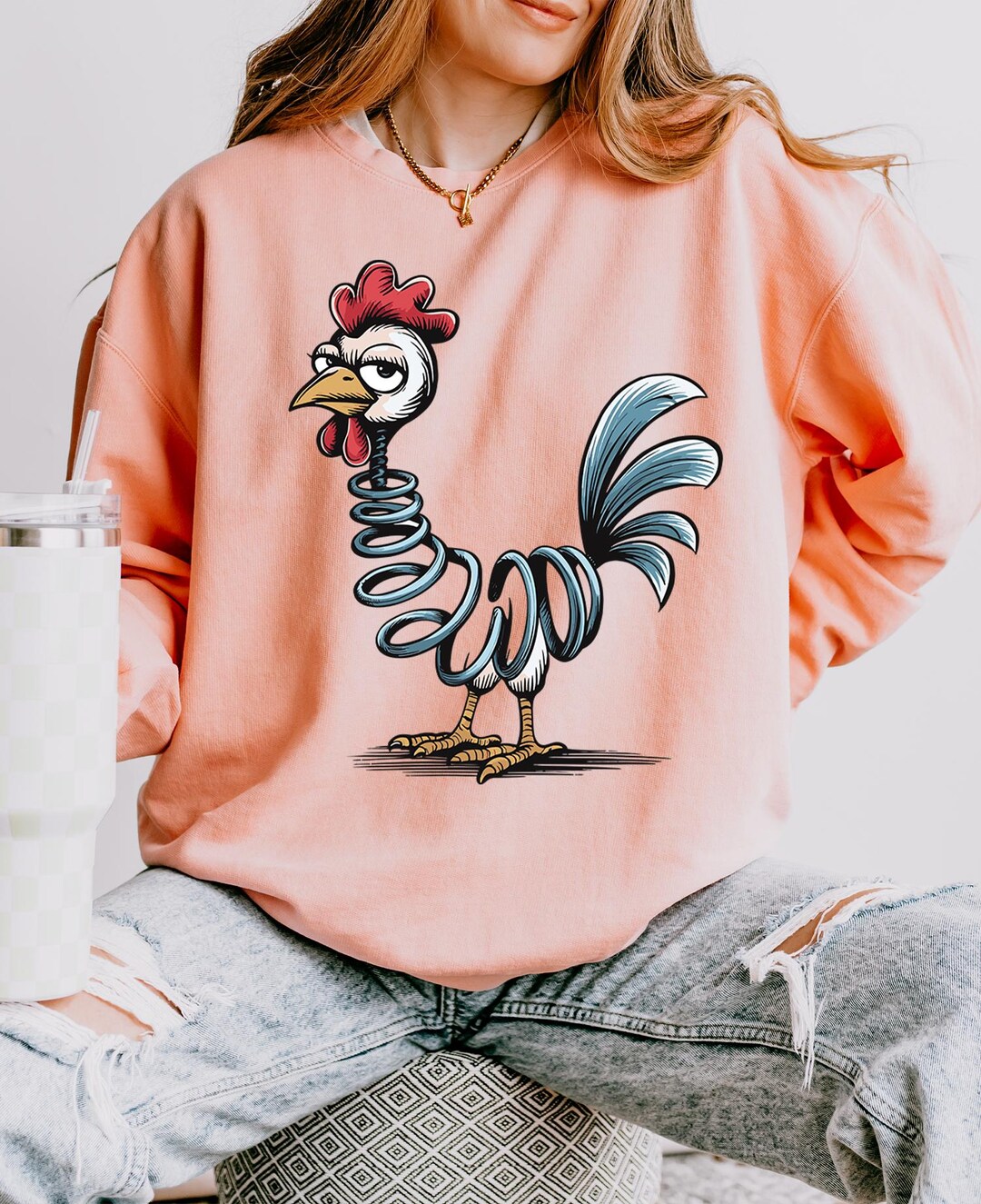 Funny Spring Chicken PNG Download, Sassy Bendy Chicken Sublimation ...