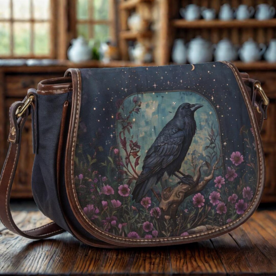 Cottagecore Raven Satchel Bag, Women's Vegan Leather Crow Handbag - Etsy
