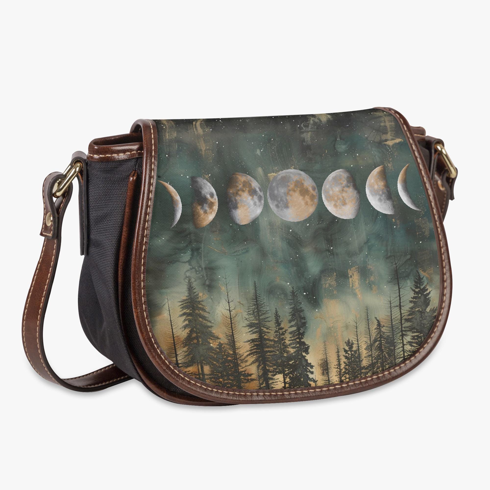 Mystical Forest With Lunar Phase Cycle Satchel Bag, Cottagecore ...