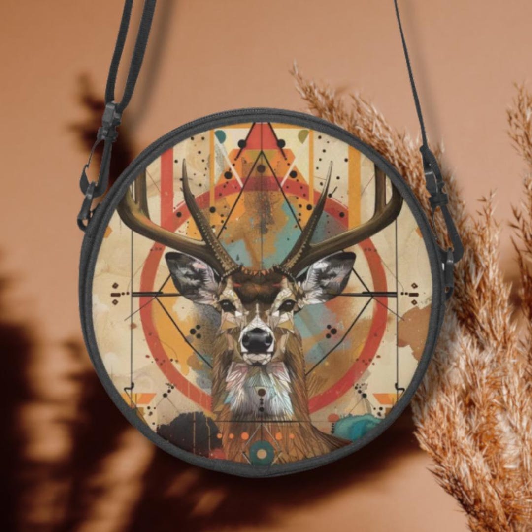 Boho Geometric Deer Round Satchel Bag, Southwestern Buck Purse - Etsy