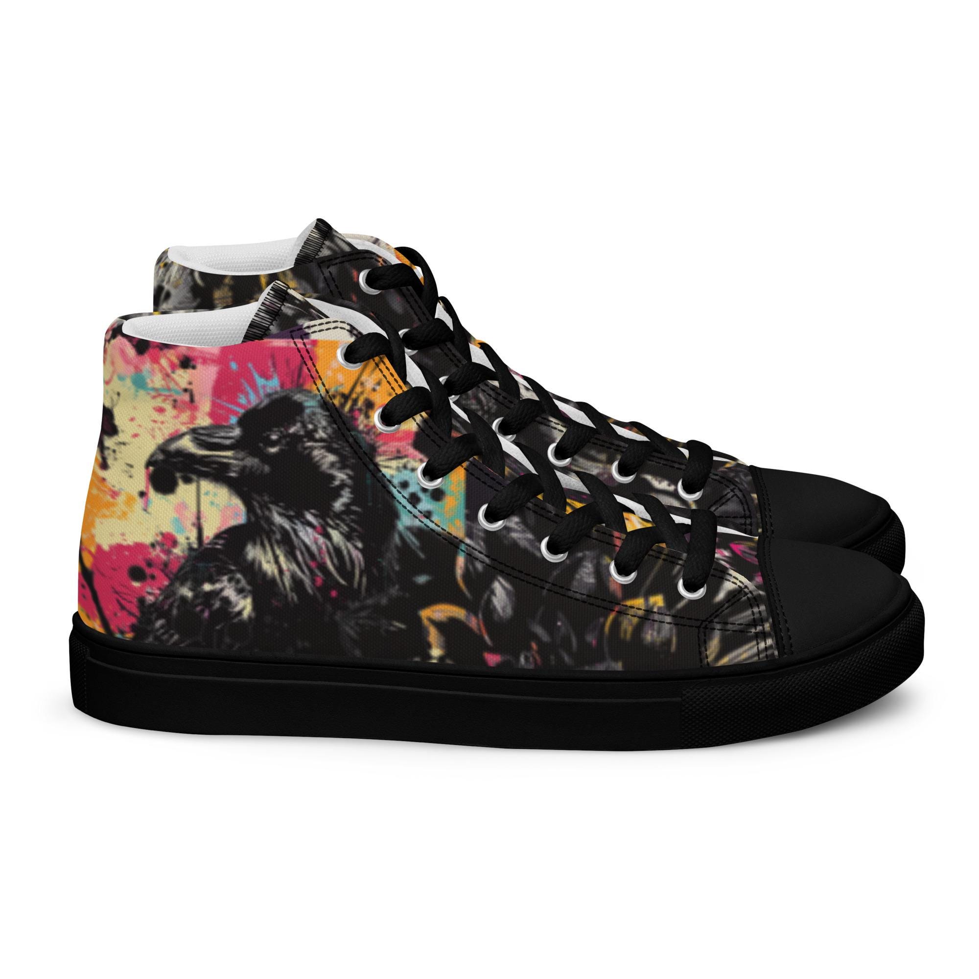 Rainbow Crow Graffiti High Top Chucks Canvas Women's Shoe - Etsy
