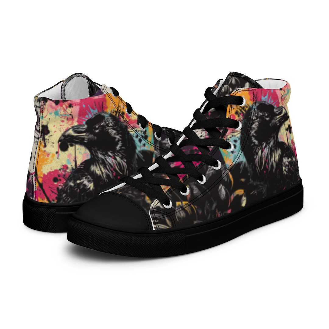 Rainbow Crow Graffiti High Top Chucks Canvas Women's Shoe - Etsy