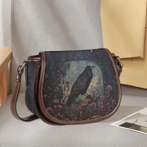 Cottagecore Raven Satchel Bag, Women's Vegan Leather Crow Handbag - Etsy