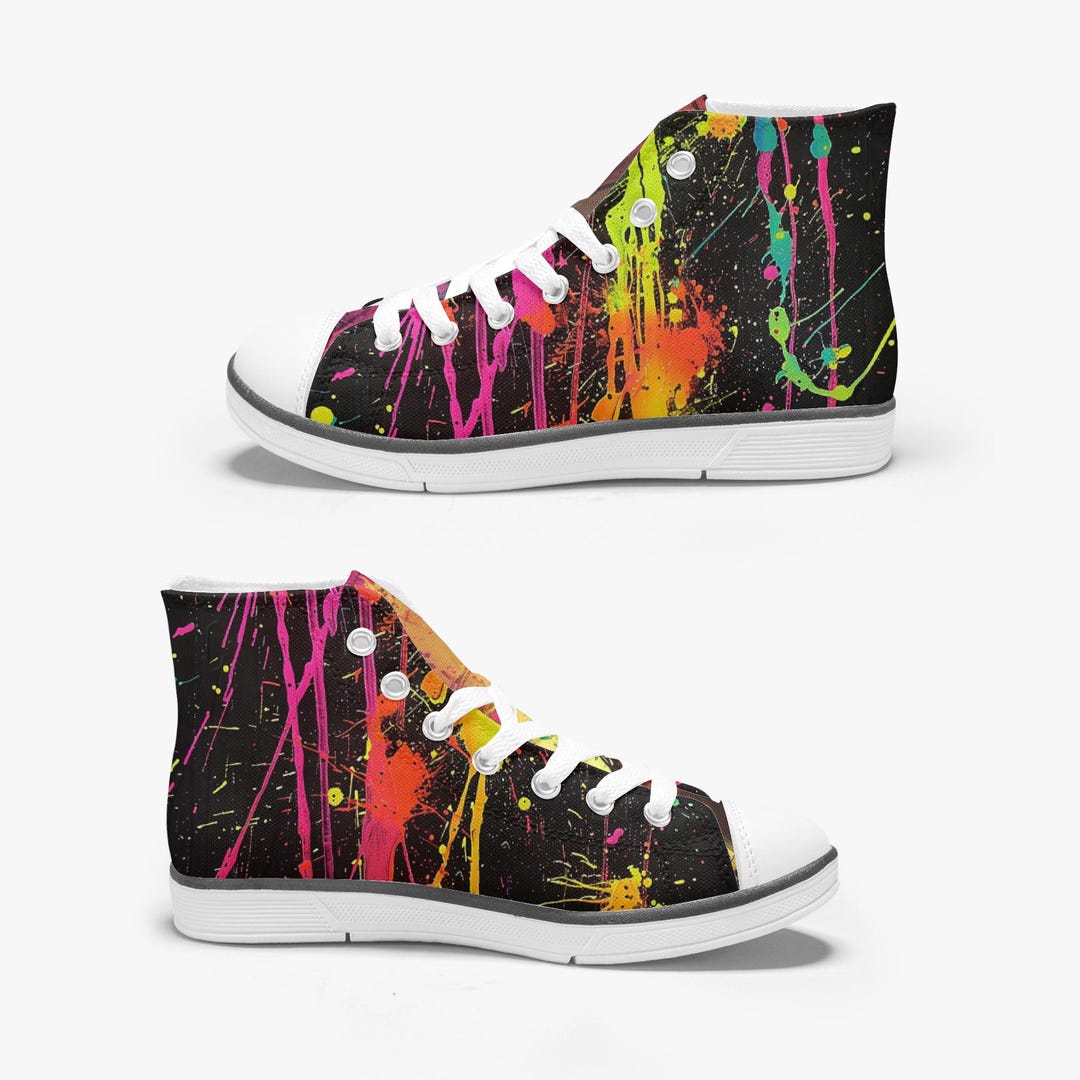 Dripping Paint Splatter Light Kid's High-top Canvas Shoes - Etsy