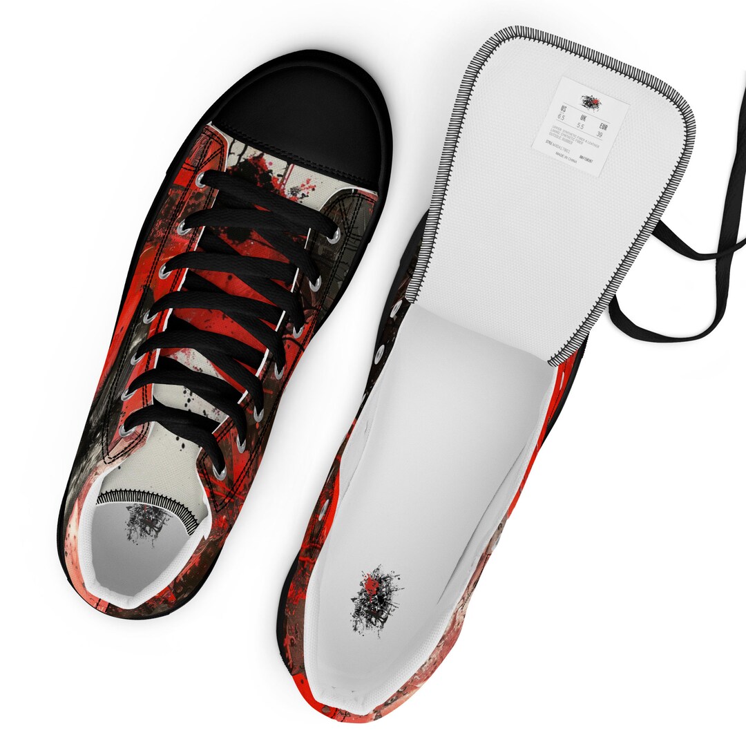 Graffiti Dark Raven Bleeding Heart Men’s Chuck High Top Canvas Shoes - Etsy