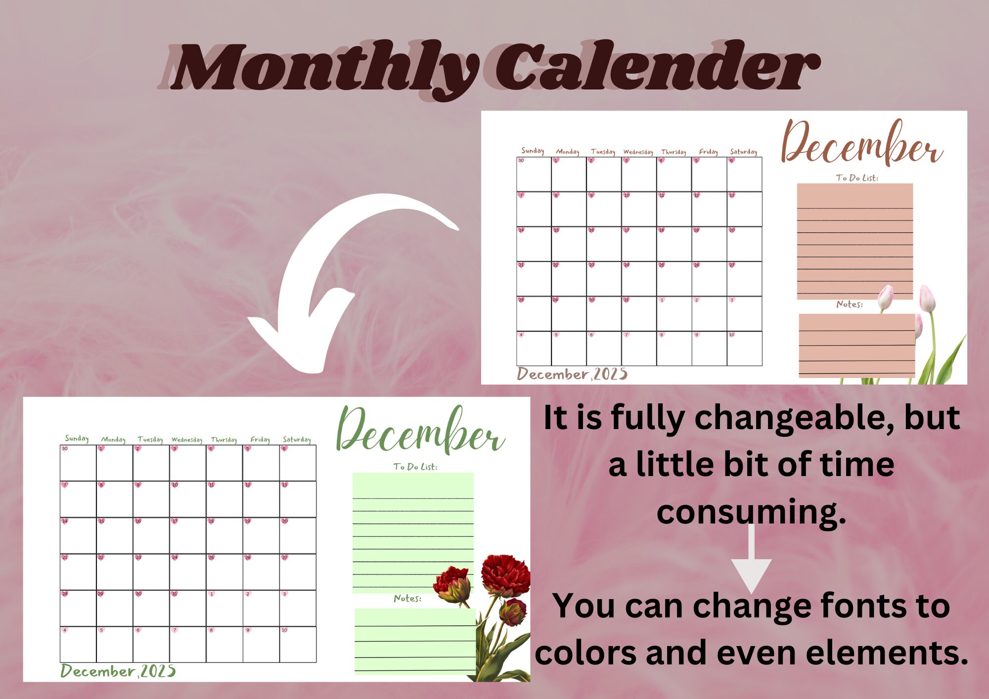 Canva Template for A Monthly Calendar of 2025 - Etsy