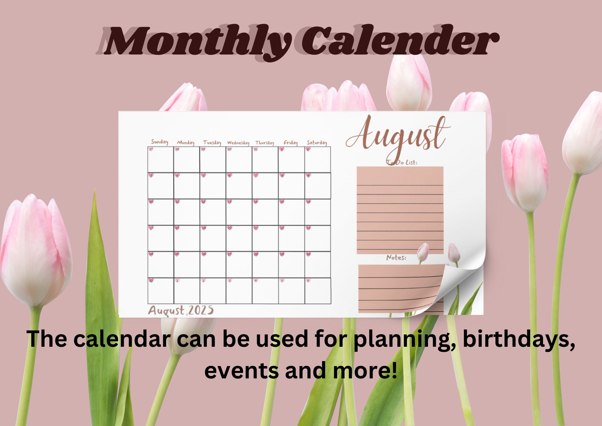 Canva Template for A Monthly Calendar of 2025 - Etsy