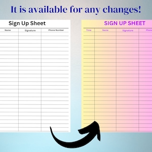 Canva Template, Sign up Sheet, Easy Template, Simple Canva Template ...